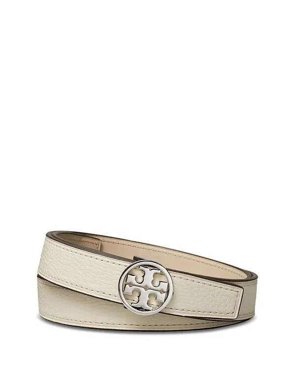 Tory Burch Reversible Leather Logo Belt - Warm White