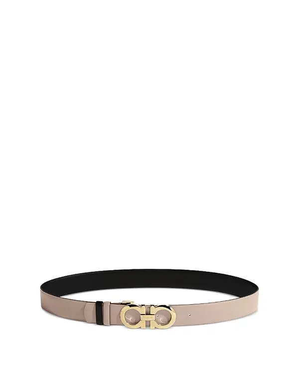 FERRAGAMO Adjustable & Reversible Gancini Belt - New Bisque