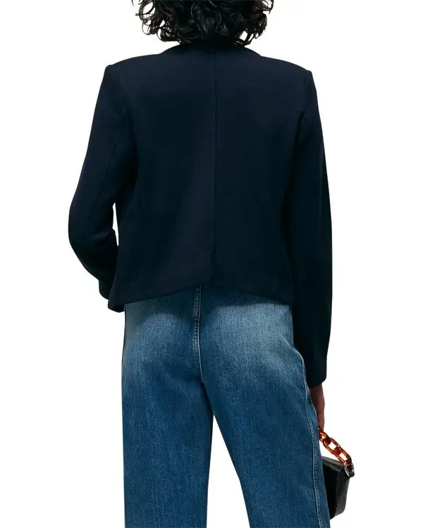 Whistles Collarless Jersey Jacket - Navy