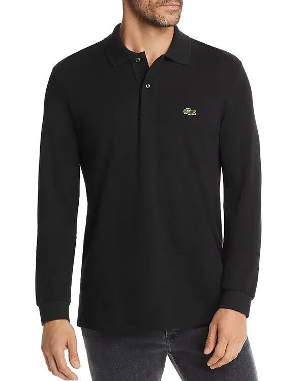 Lacoste Classic Fit Long-sleeve Pique Polo Shirt - Black