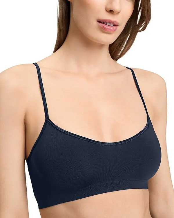 Hanro Touch Feeling Spaghetti Crop Top Bralette - Deep Navy