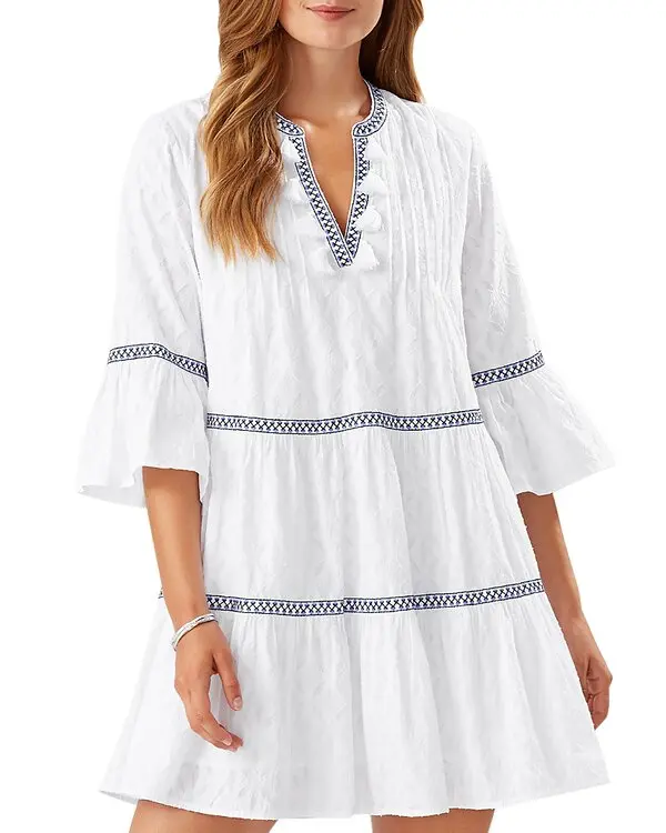 Tommy Bahama Jacquard Tiered Dress - White