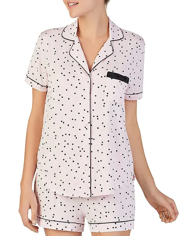 Kate Spade New York Dotted Short Pajama Set - Pink Dot