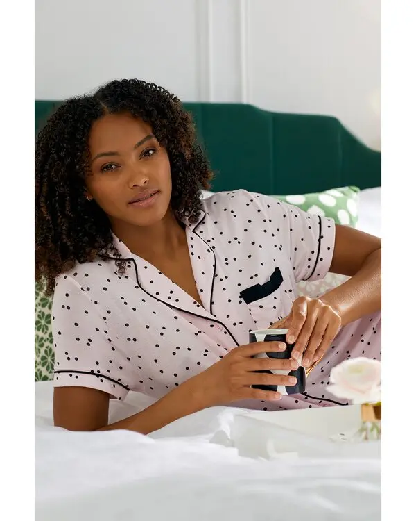 Kate Spade New York Dotted Short Pajama Set - Pink Dot