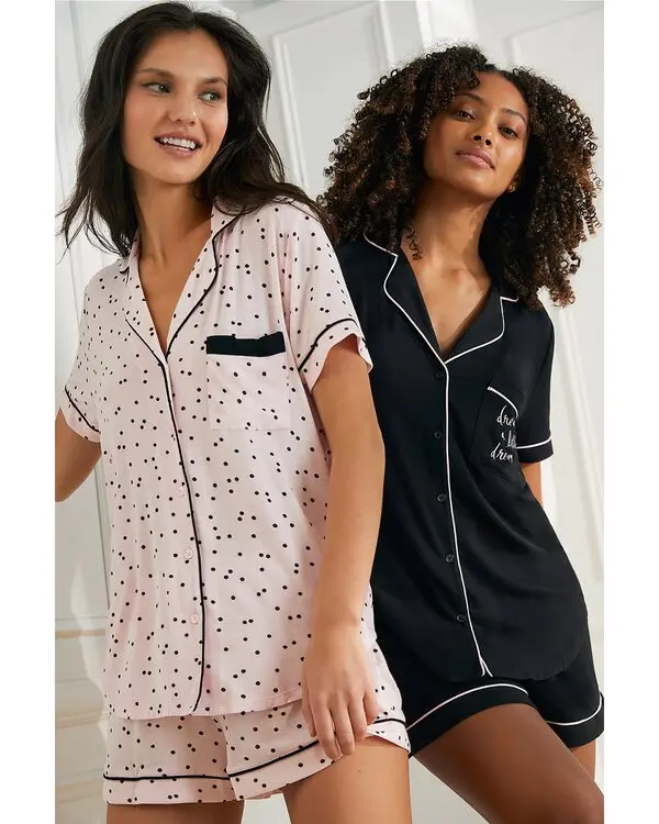 Kate Spade New York Dotted Short Pajama Set - Pink Dot