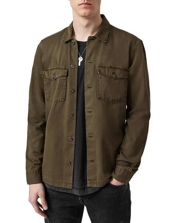 ALLSAINTS Spotter Cotton Camp Shirt - Cargo Green