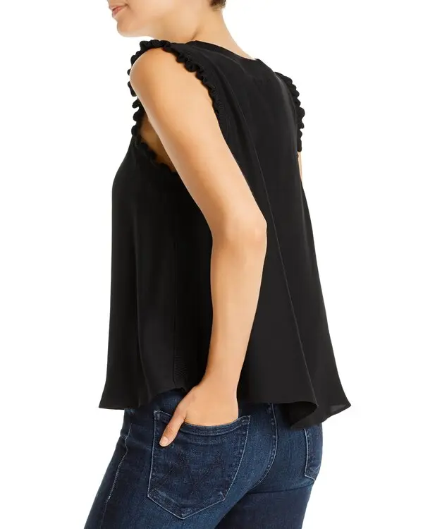 Cinq À Sept Lenore Ruffle Trimmed Top - Black