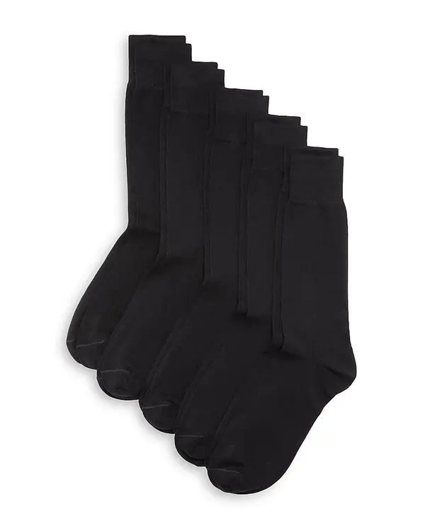 Bloomingdale'S Cotton Crew Socks Pack Of 5 - Black