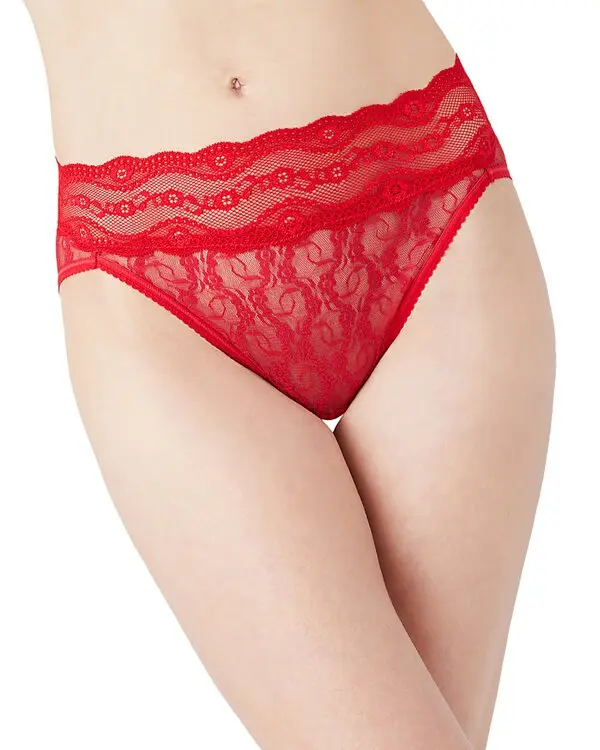 Wacoal B. Tempt'd Lace Kiss High-leg Briefs - Crimson Red