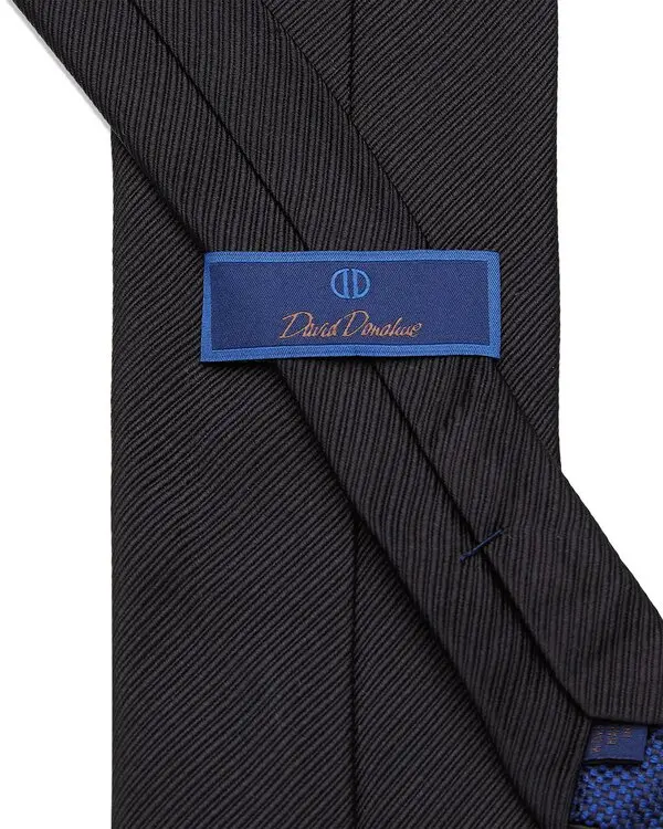 David Donahue Corded Weave Silk Tie - Black