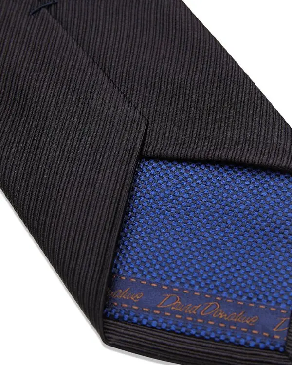 David Donahue Corded Weave Silk Tie - Black