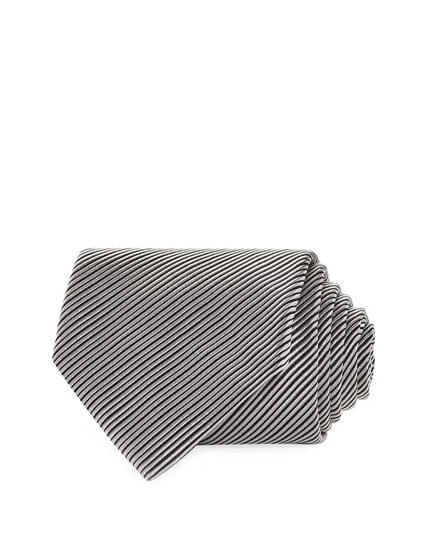 David Donahue Corded Weave Silk Tie - Black/white