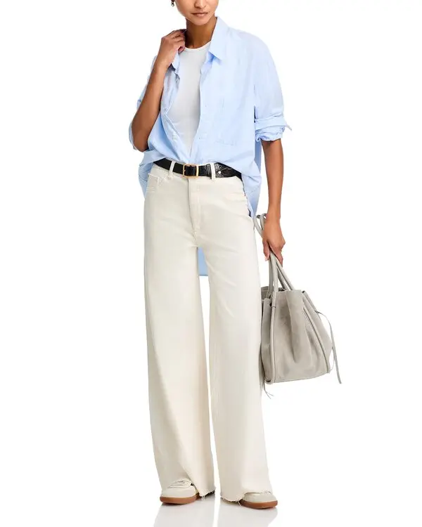DL1961 Hepburn High-rise Wide-leg Jeans - Eggshell