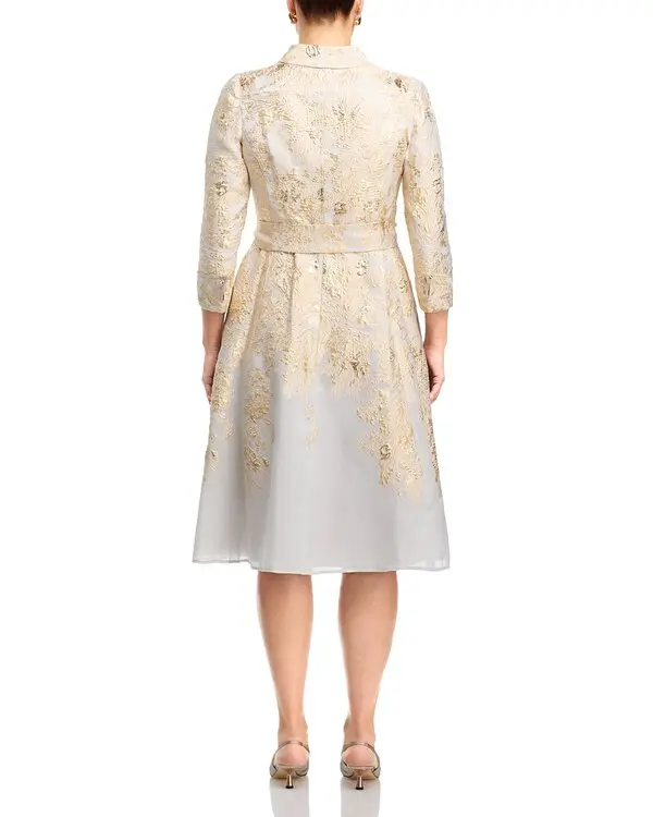 Rickie Freeman For Teri Jon Metallic Jacquard Shirt Dress