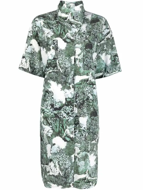 Kenzo Dreamers Print Shirt Dress In Green - 60% Off | Editorialist