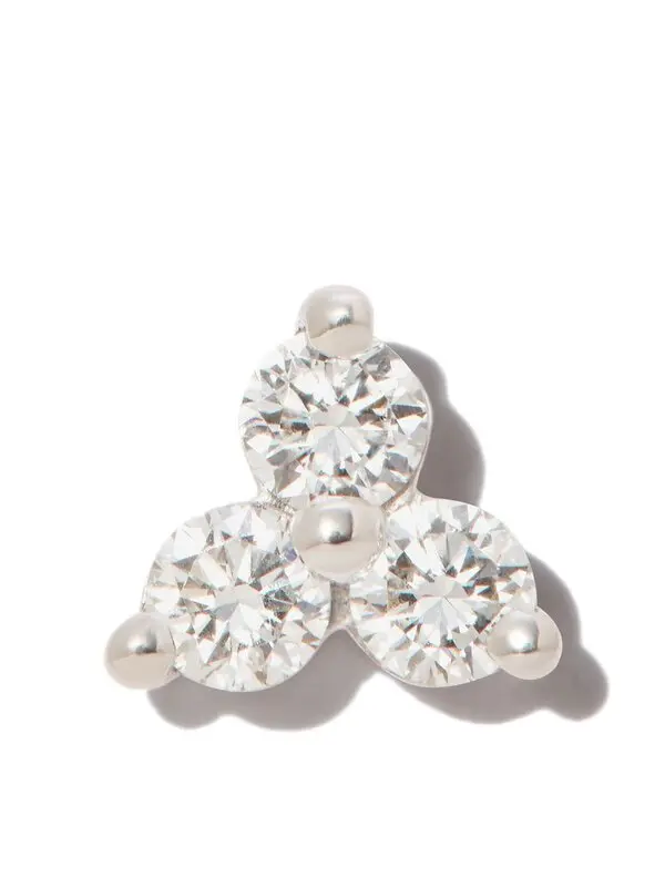 MARIA TASH 18kt White Trinity Diamond Stud Earring