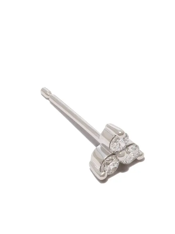 MARIA TASH 18kt White Trinity Diamond Stud Earring