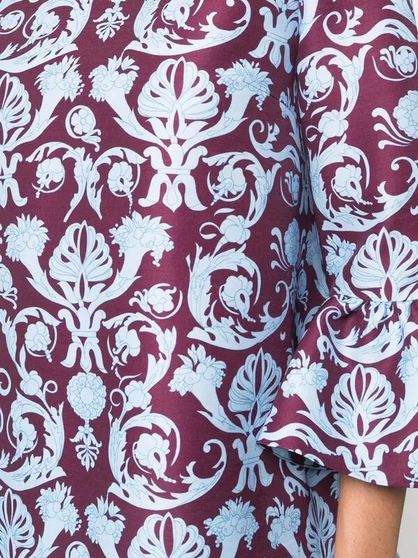 La DoubleJ Brocade Print Flared Cuff Dress
