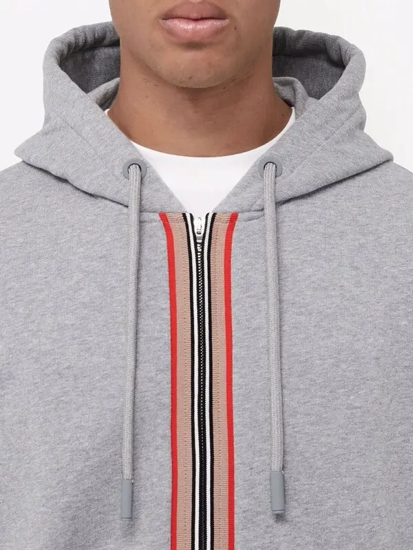 Burberry Icon Stripe Zipped Hoodie - Grey | Editorialist