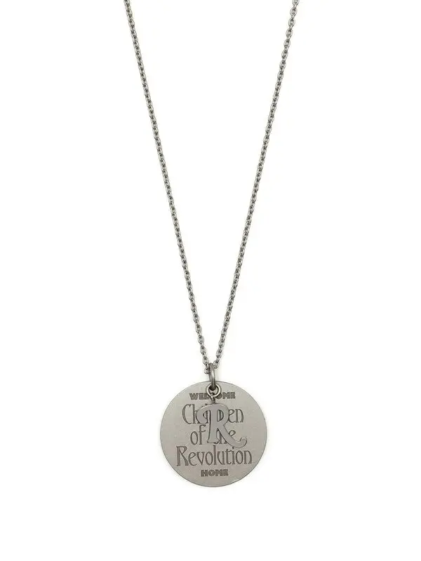 Raf Simons Engraved Pendant Necklace - Silver