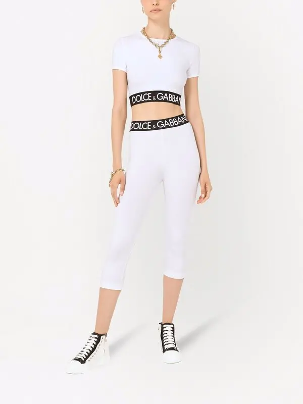 Dolce & Gabbana Logo-waistband Crop Leggings