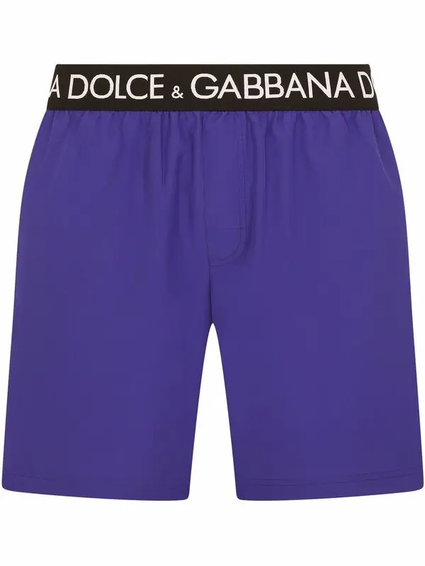 Dolce & Gabbana Logo-waistband Swim Shorts - Purple