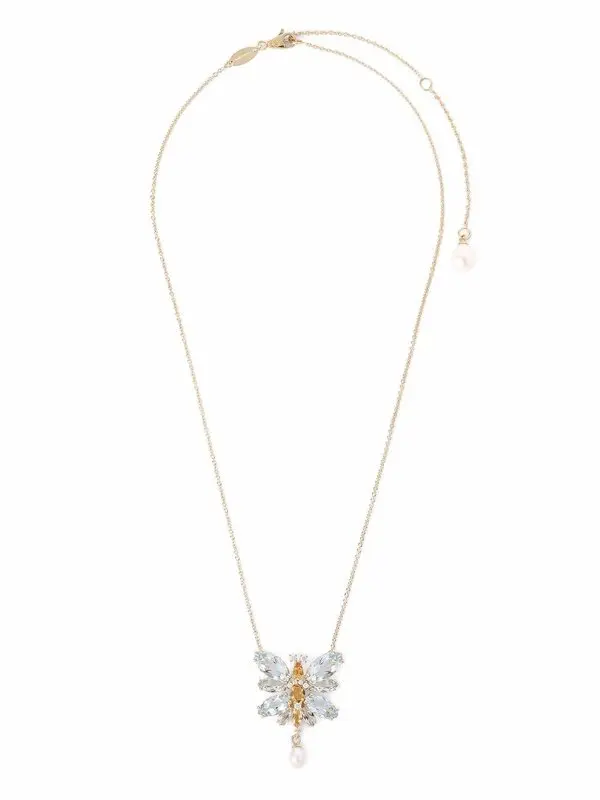 Dolce & Gabbana 18k Yellow Butterfly Aquamarine Necklace