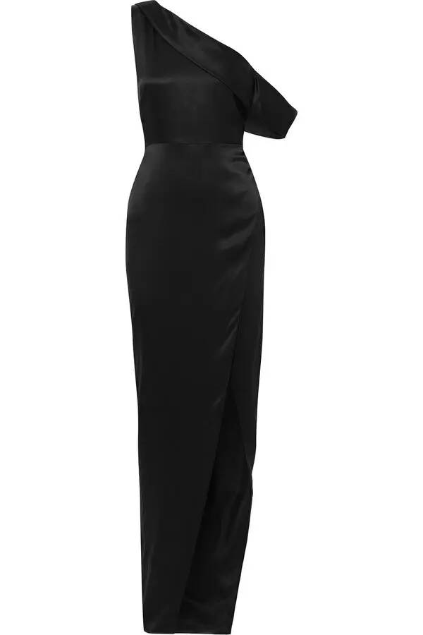 open lace back dress One shoulder gown with tie