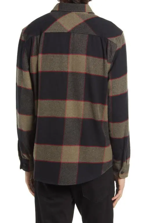 Brixton Bowery Regular Fit Plaid Flannel Button-up Shirt - Heather Grey/charcoal