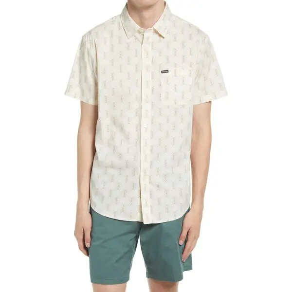 Brixton Chart Slim Fit Short Sleeve Stretch Button-up Shirt