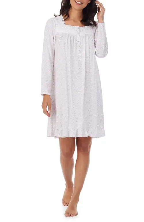 Eileen West Lace Trim Long Sleeve Nightgown