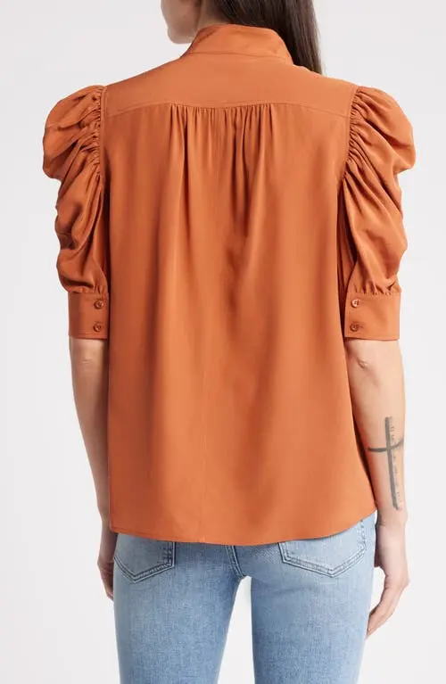 FRAME Gillian Puff Sleeve Silk Blouse