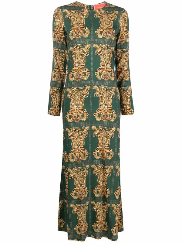 La DoubleJ Swing Tiger-print Maxi Dress