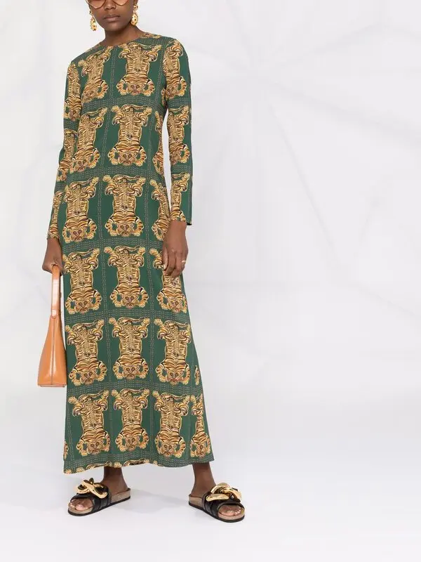 La DoubleJ Swing Tiger-print Maxi Dress