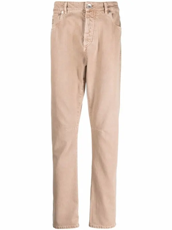 Brunello Cucinelli Embroidered Logo Straight Jeans