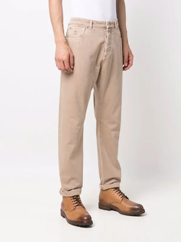 Brunello Cucinelli Embroidered Logo Straight Jeans