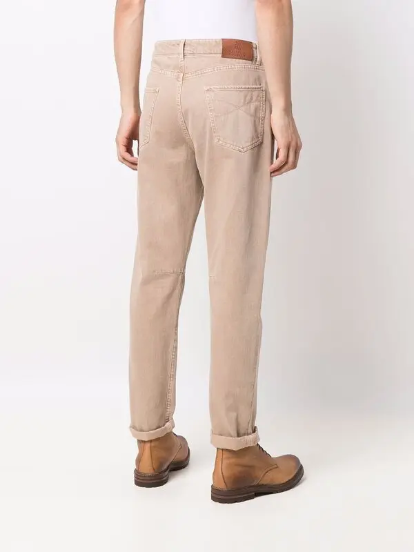 Brunello Cucinelli Embroidered Logo Straight Jeans