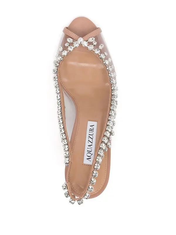 AQUAZZURA Temptation Crystal 75mm Slingback Pumps - White