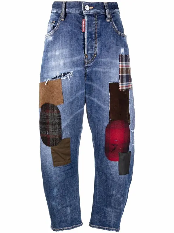 Dsquared2 Patchwork Cropped Jeans