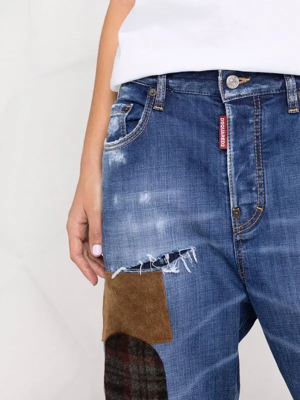 Dsquared2 Patchwork Cropped Jeans