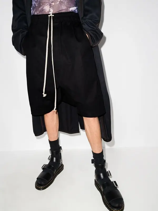 Rick Owens Pod Drop-crotch Track Shorts - Black