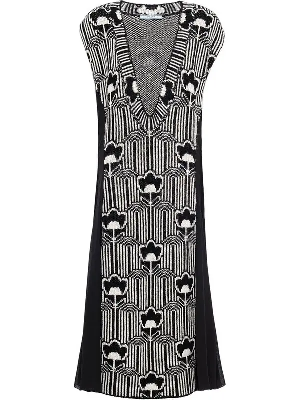 Prada Jacquard Wool Knit Dress