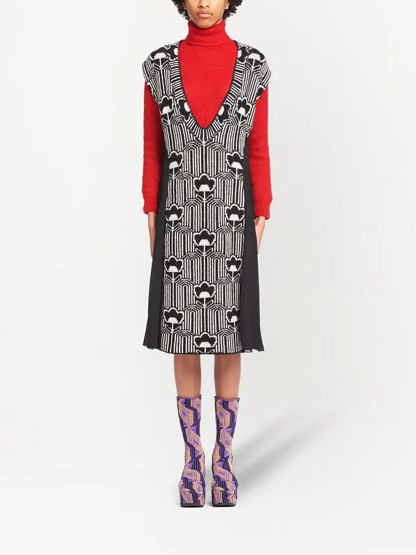 Prada Jacquard Wool Knit Dress