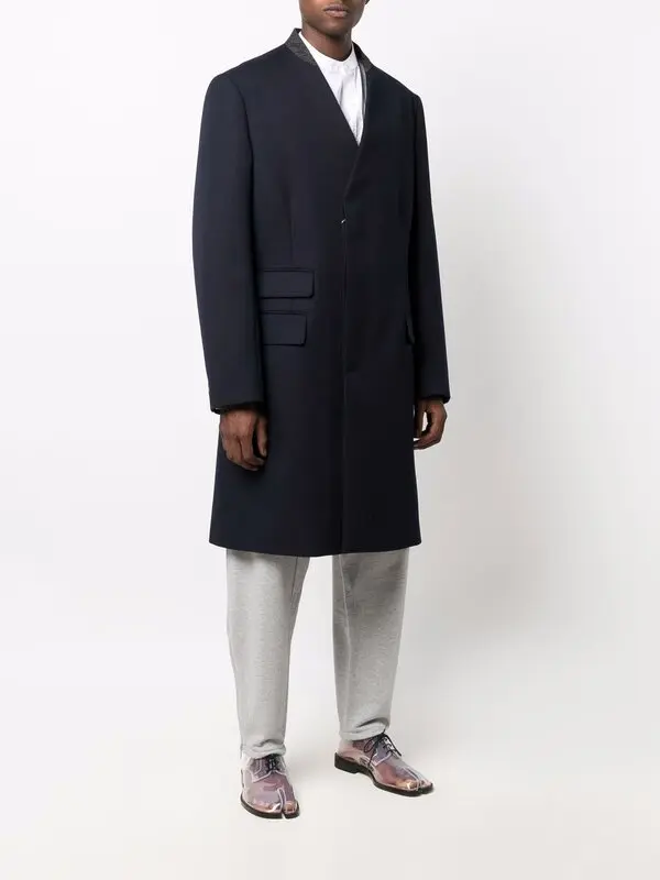 MAISON MARGIELA Collarless Mid-length Coat - Blue