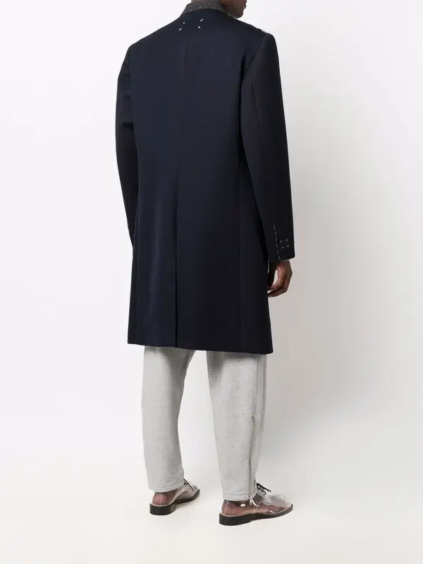 MAISON MARGIELA Collarless Mid-length Coat - Blue