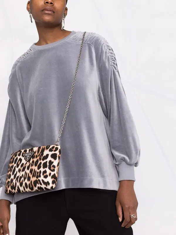 Alberta Ferretti Velvet Rib-trimmed Sweatshirt - Grey