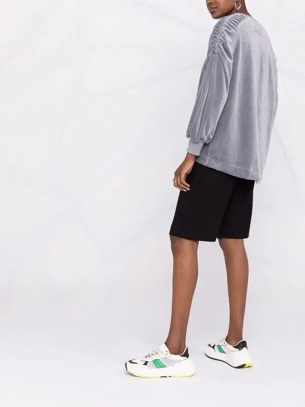 Alberta Ferretti Velvet Rib-trimmed Sweatshirt - Grey