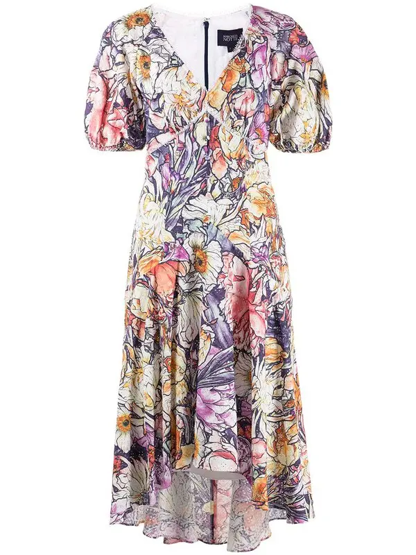 Marchesa Floral-print Short-sleeve Dress
