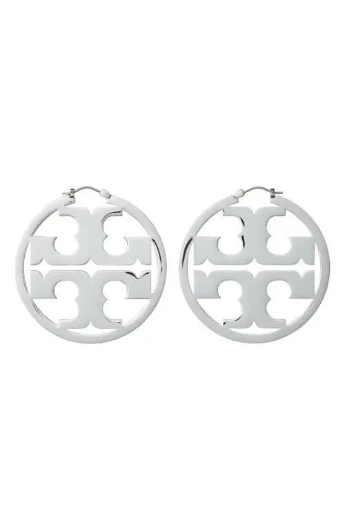 Tory Burch Icon Hoop Earrings - Tory Silver