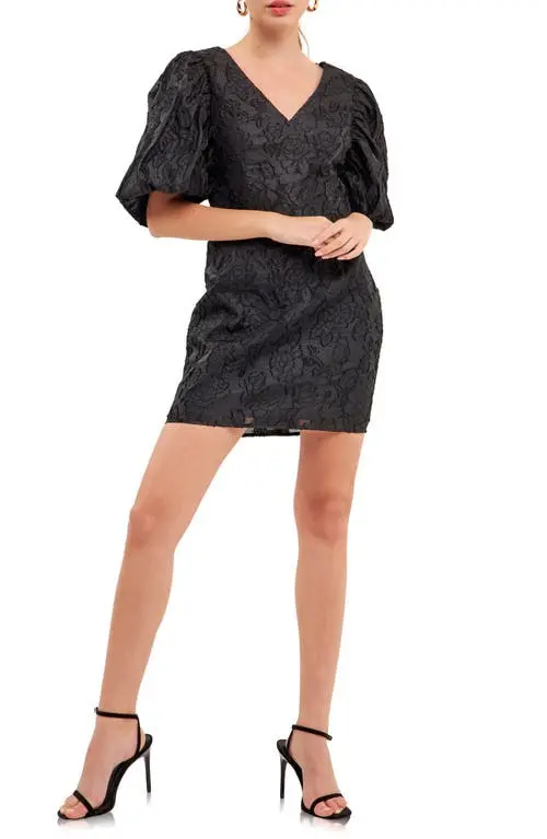 Endless Rose Puff Sleeve Mini Dress - Black